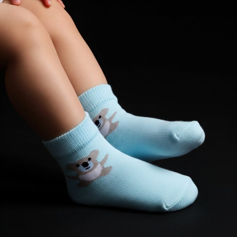 Baby Blue Teddy Bear Ankle Socks - Feet by Foot